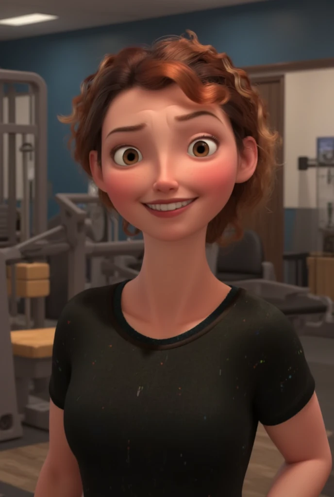 Create a stylized Disney Pixar-style portrait of a smiling woman ...