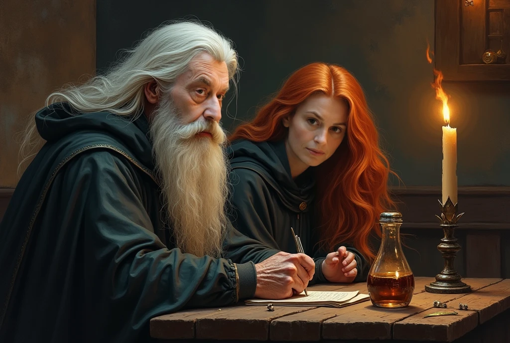 Masterpiece,wizard men in his 30s, white hair,white long beard - SeaArt AI