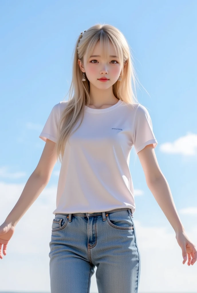 1 girl、 high definition、 A girl with open arms facing the sky - SeaArt AI