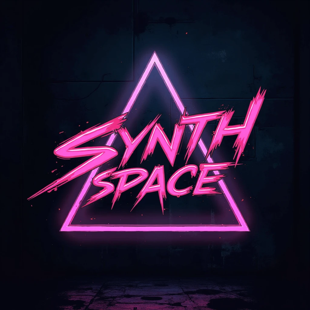 Simon Stålenhag Cyberpunk neon logo in the shape of a triangle with ...