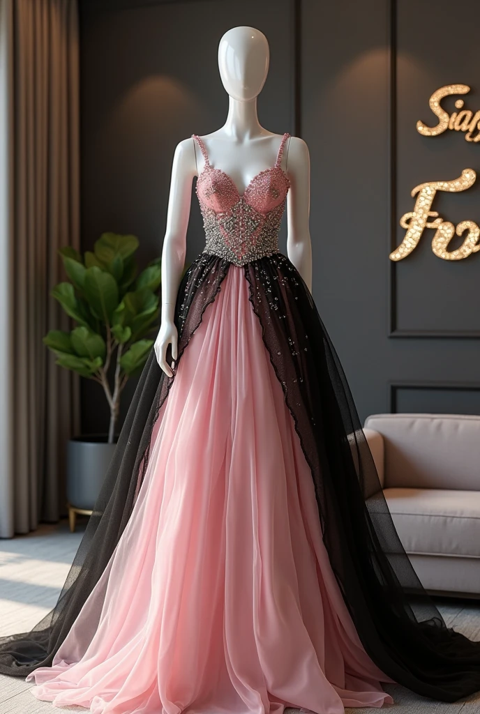 An image of a mannequin wearing beautiful baby girl pink and black ball ...