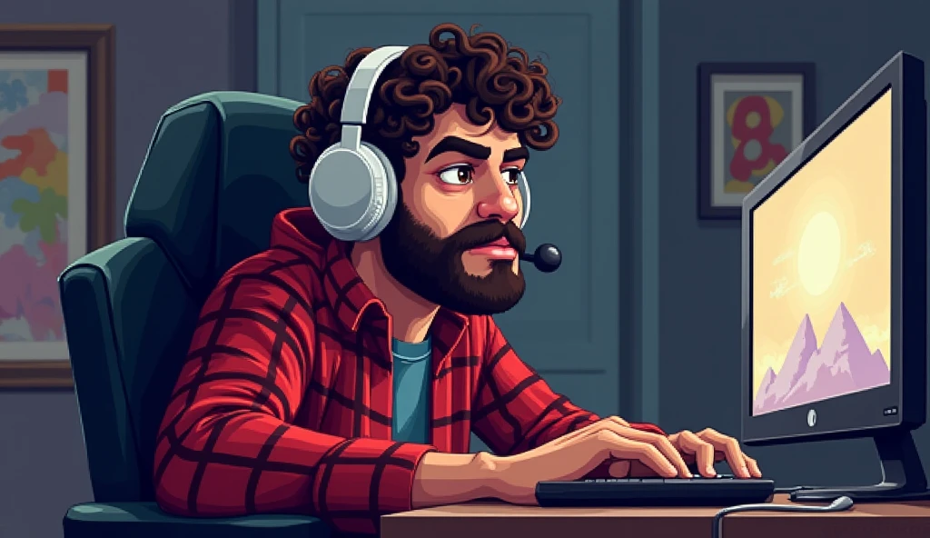 OK, Make me an illustration in 1920x1080 in 32bit pixel art with a ...