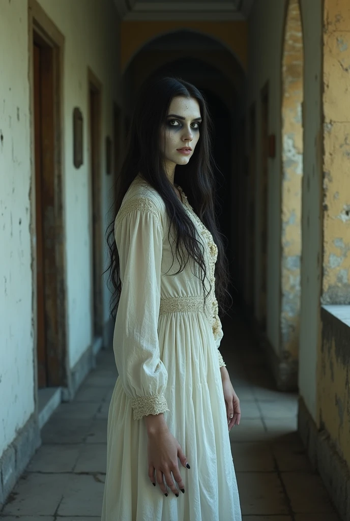 Dama — ghost , a very thin young woman , with extremely white and skin ...