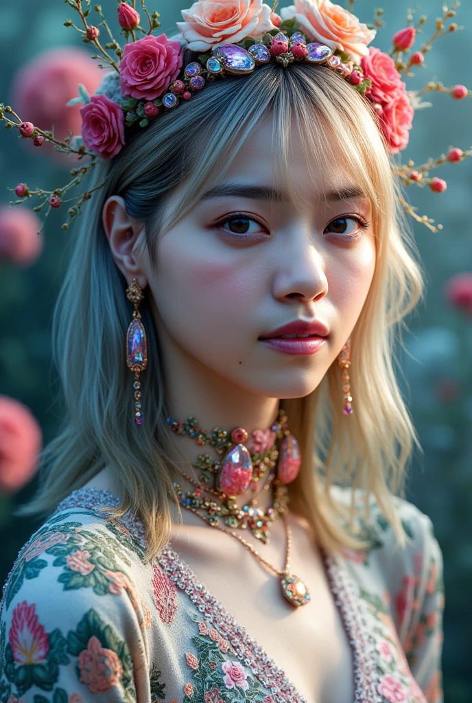 Image of a girl loved by flowers, indescribable beauty, beautiful ...