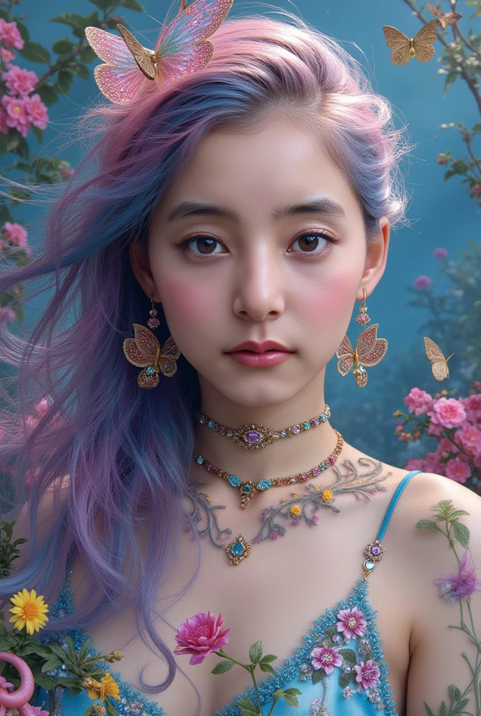 Image of a girl loved by flowers, indescribable beauty, beautiful ...