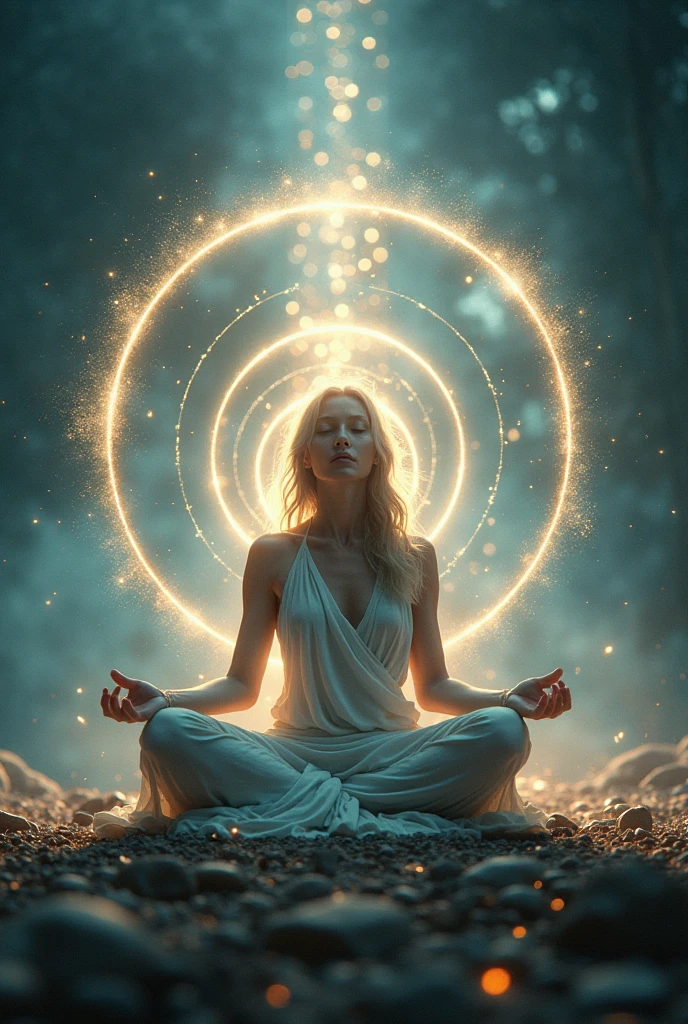 Enlightened soul sitting in meditation, electromagnetic toroid of your ...