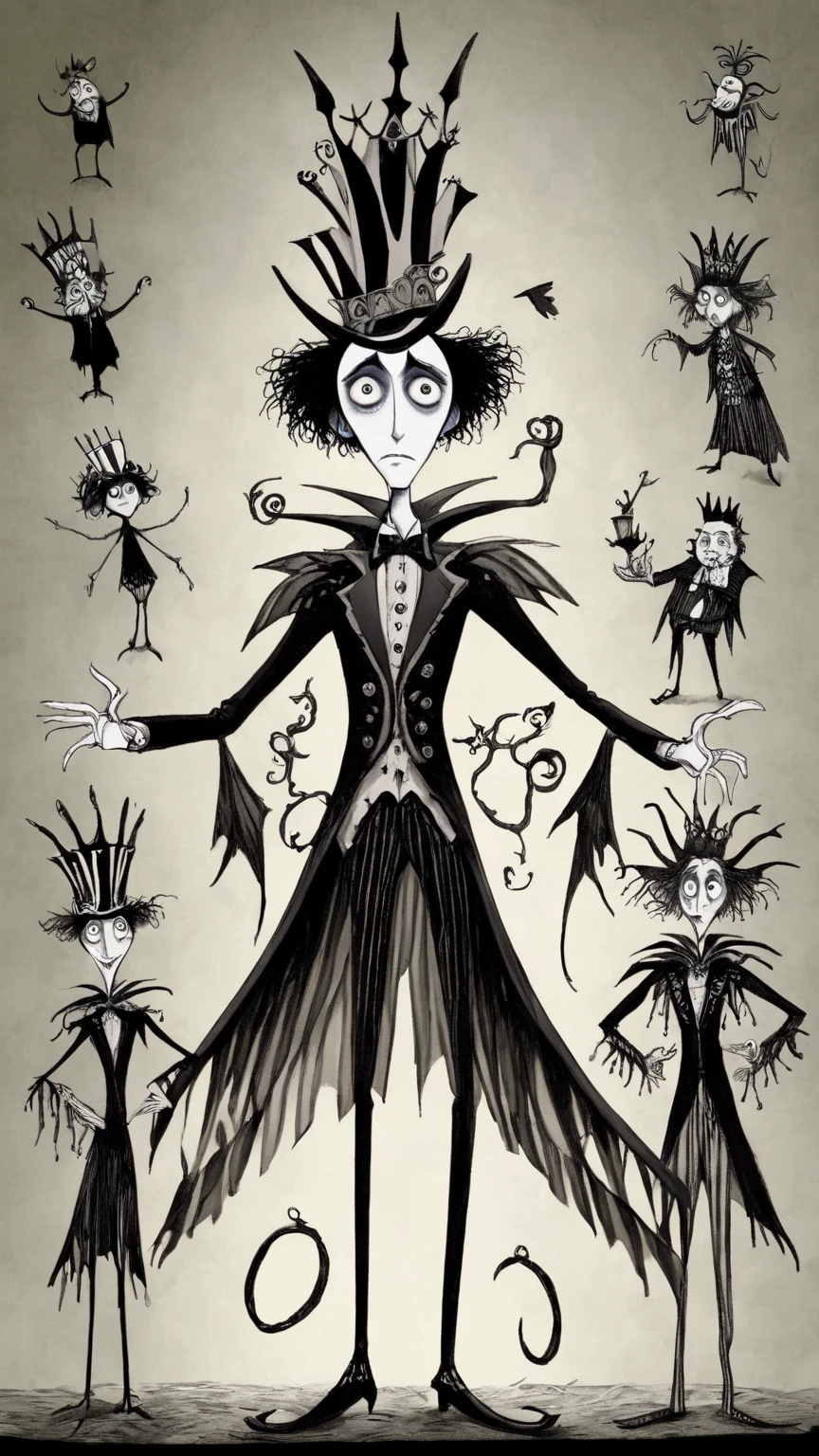 Tim Burton's style、The Emperor's New Clothes - SeaArt AI