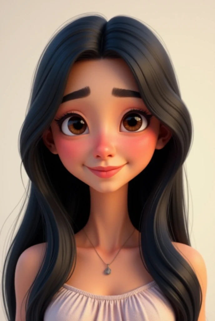 A digital illustration in Disney Pixar style 3d of a young woman with ...