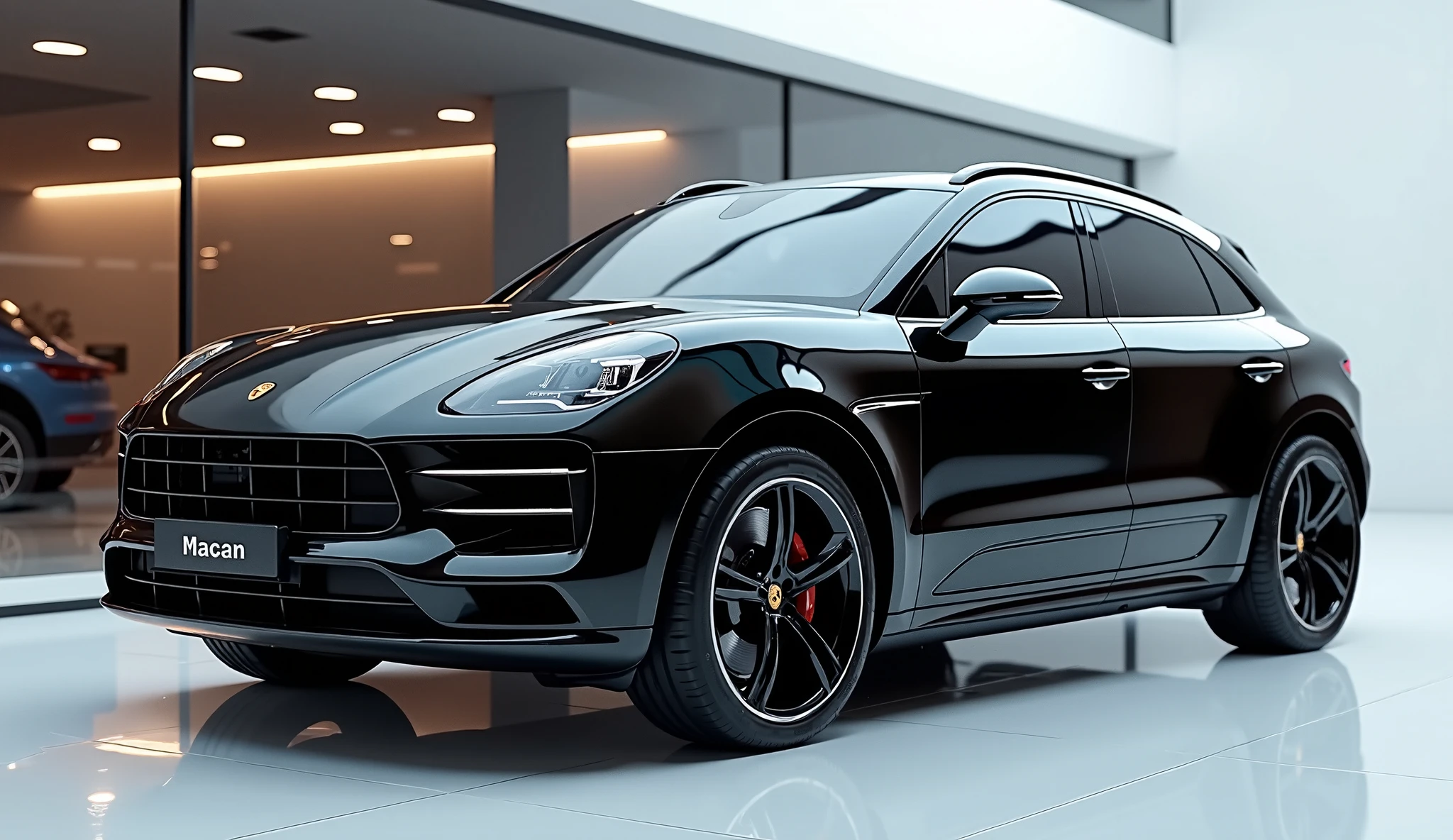 Arafed black porsche cayen is parked in a showroom - SeaArt AI