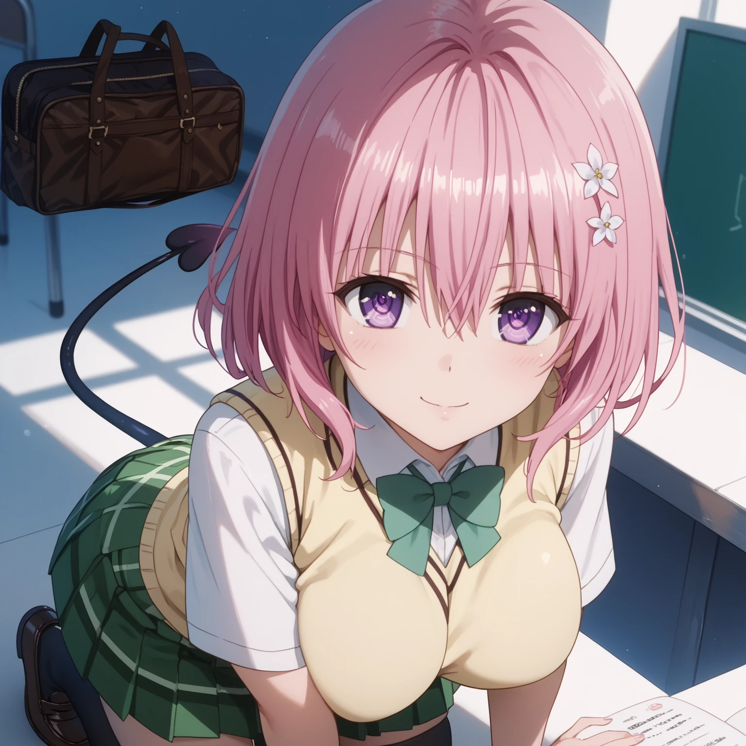 Momo Belia Deviluke, pink hair,hair ornament,hair flower,hair between ...