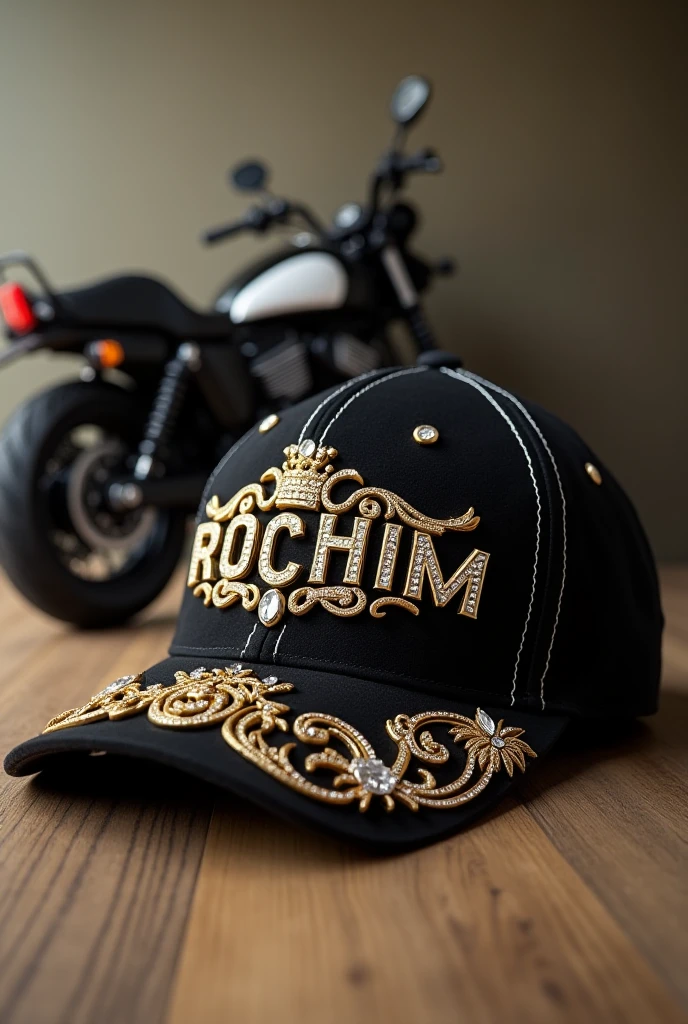 Photo of a luxuriously elegant black baseball cap with the bold gold ...