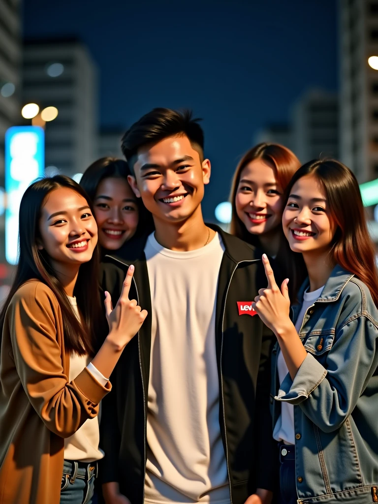 Portrait on a cool night, One handsome man from Indonesia ,white and ...