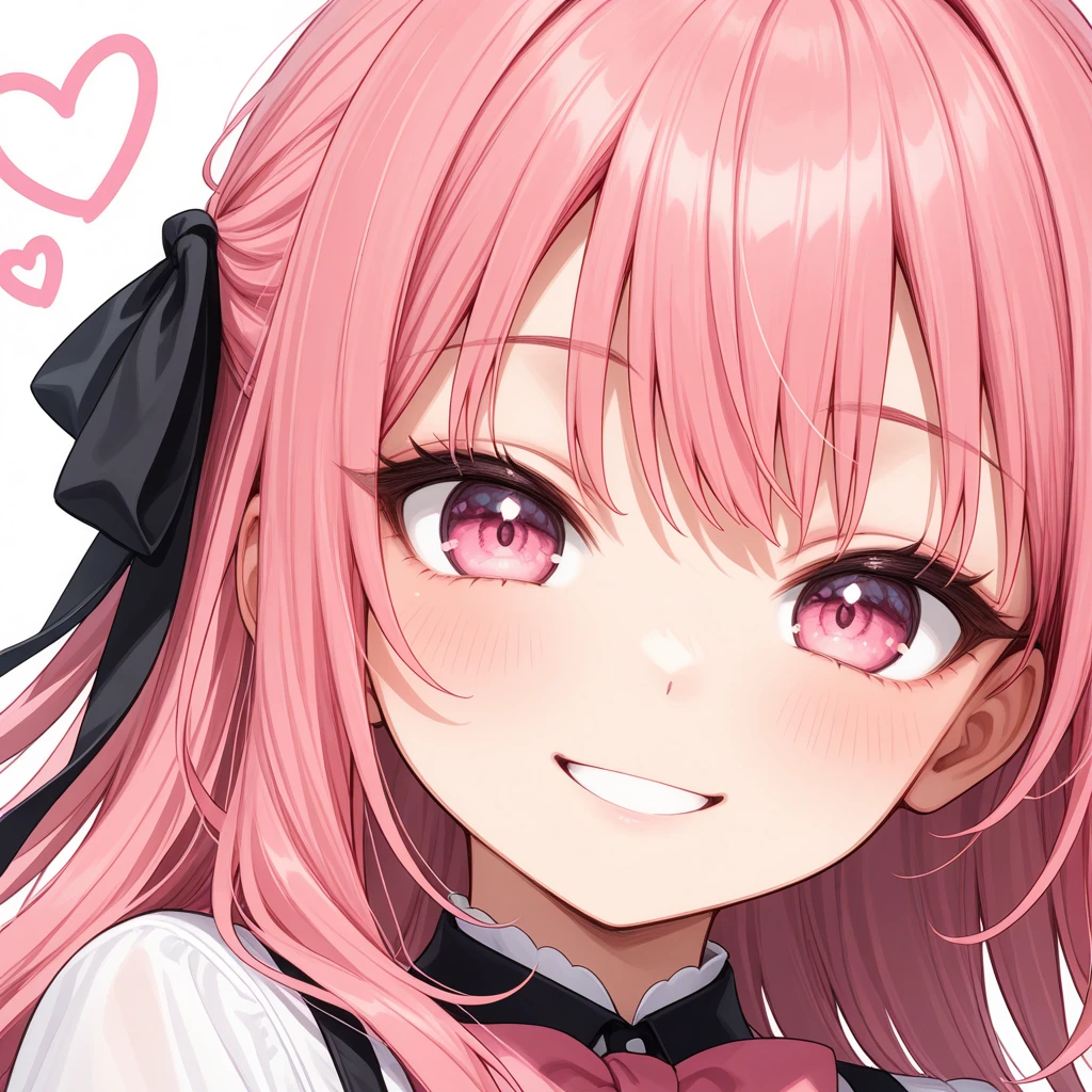 1 girl, long hair, smiles, pink eyes , pink hair with a scar - SeaArt AI