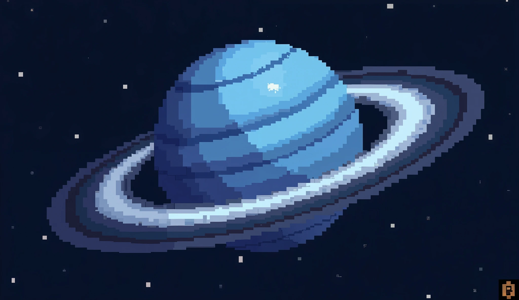 A close up of a pixel style picture of a planet with a ring - SeaArt AI