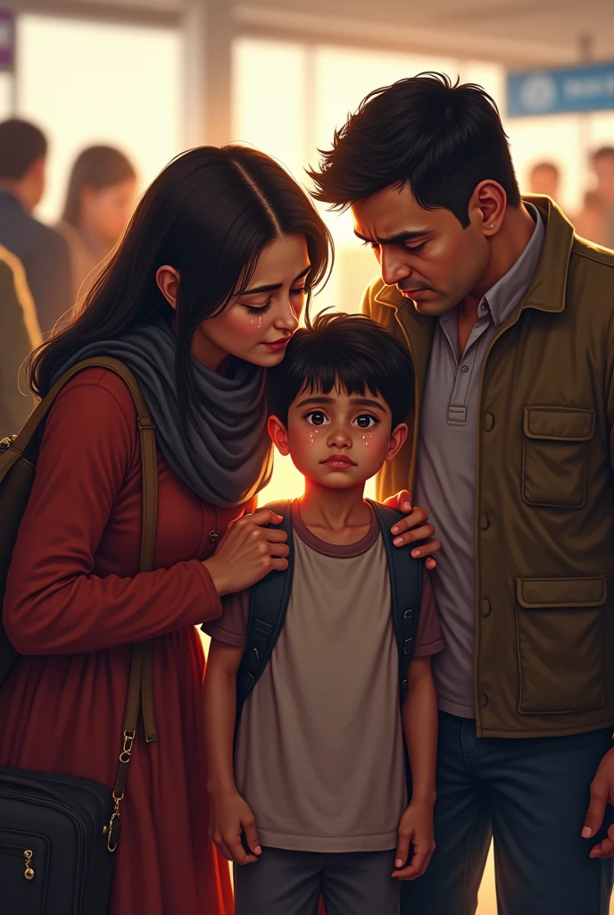A nepali boy going to abroad and his parents crying - SeaArt AI