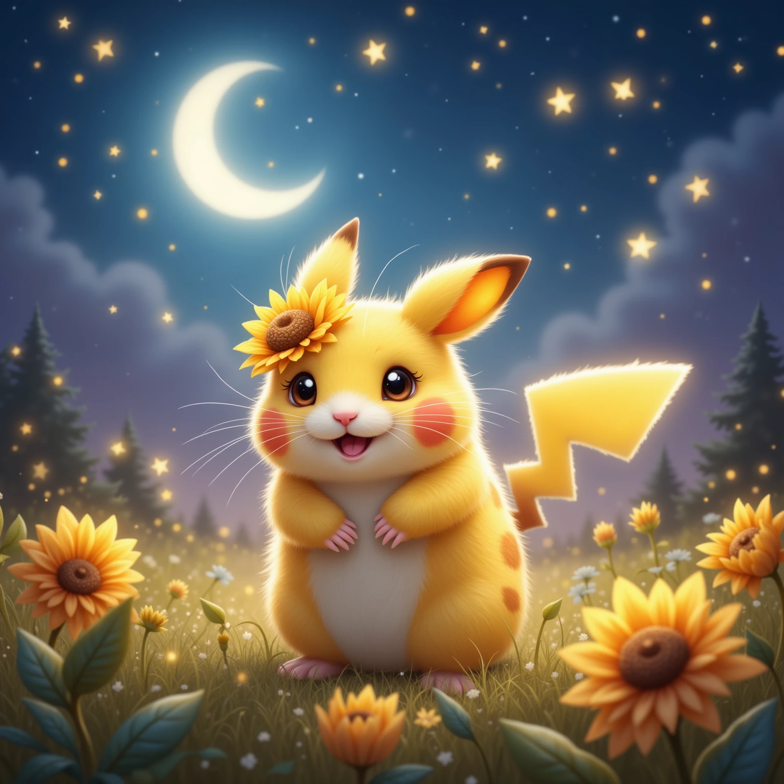 Experience the magic of a super cute hamster crafted as Pikachu - SeaArt AI