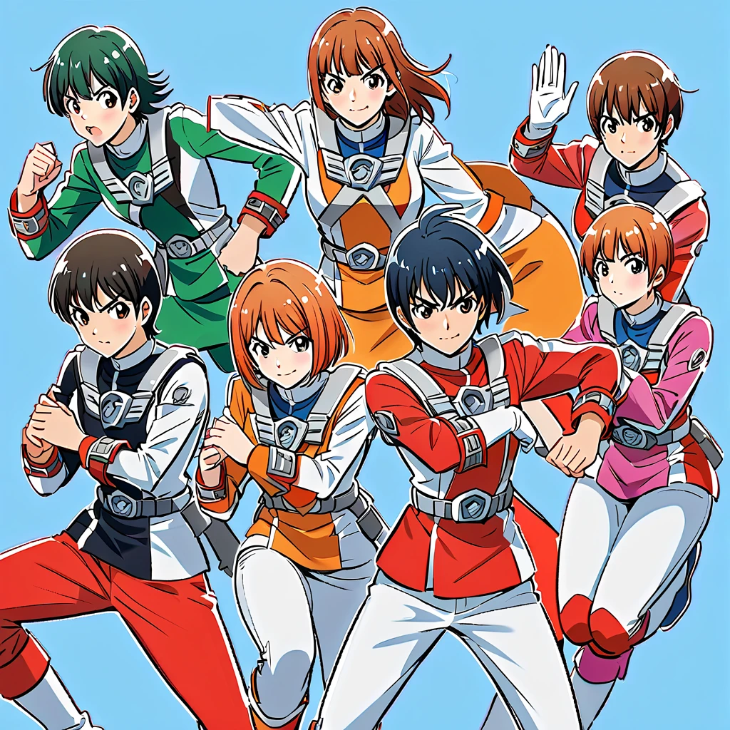 Super sentai series, Different colors (Red, blue, green, black - SeaArt AI