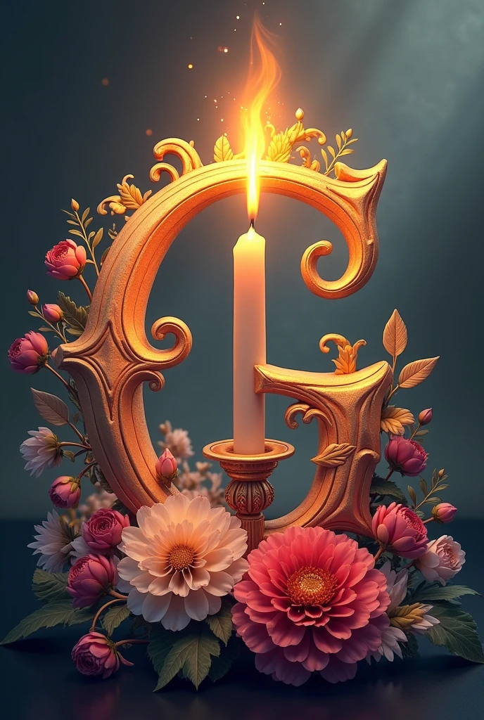 Pretty letter G fused with a candle and flowers - SeaArt AI
