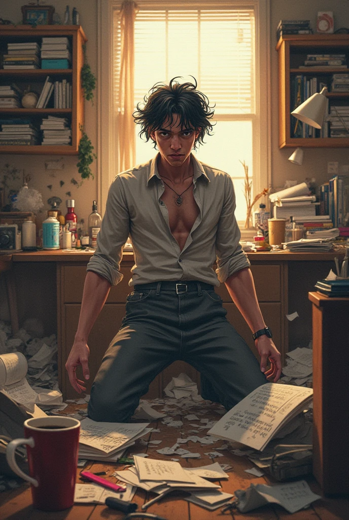 Generate image of someone in a messy situation - SeaArt AI