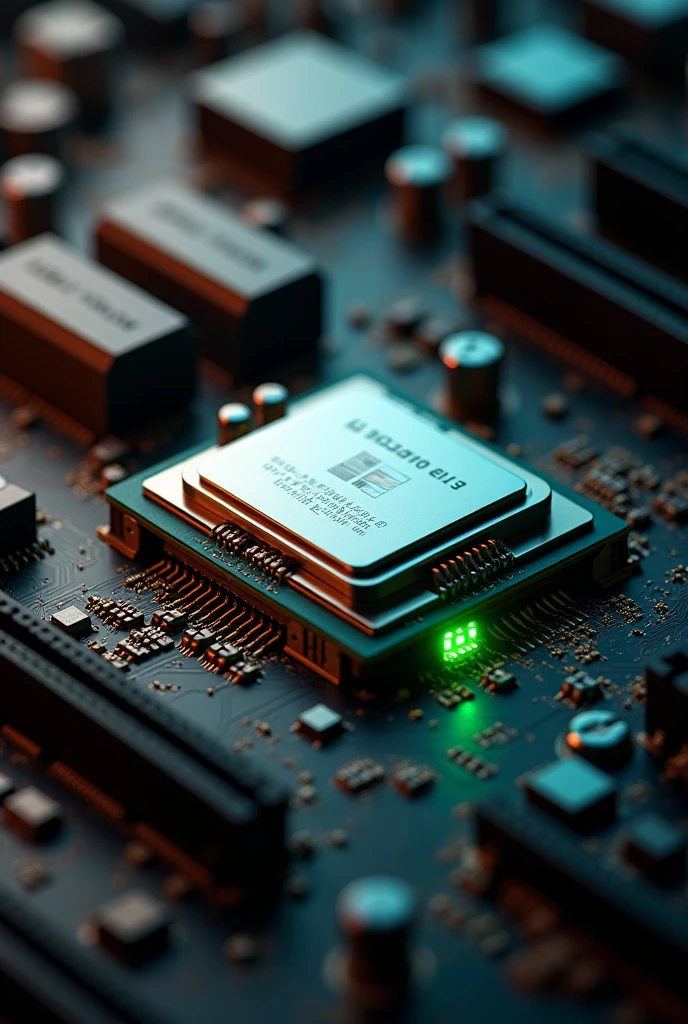 Create a detailed and realistic image of a PC processor on a ...