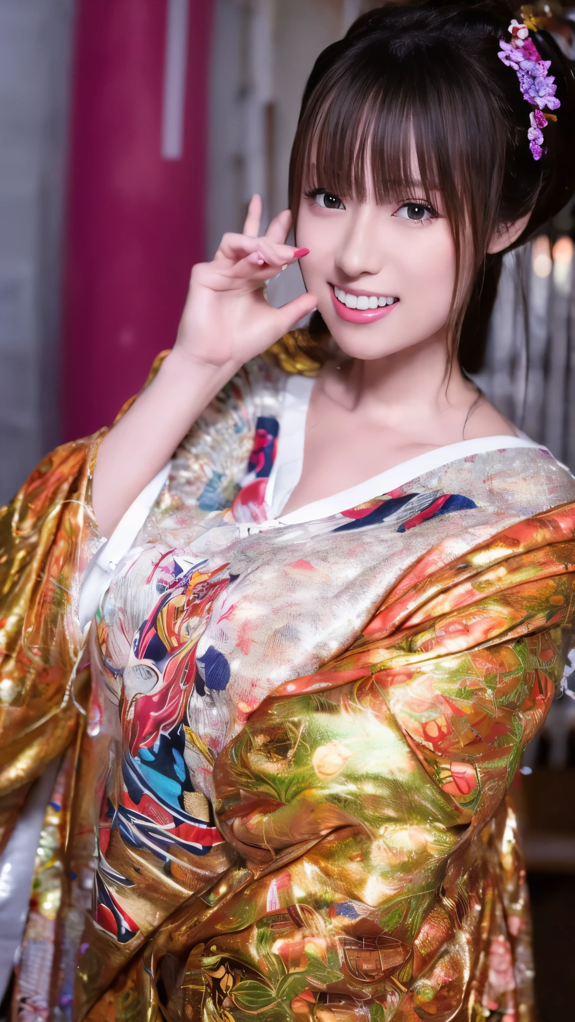 Araffe woman in a kimono dress posing for a picture - SeaArt AI