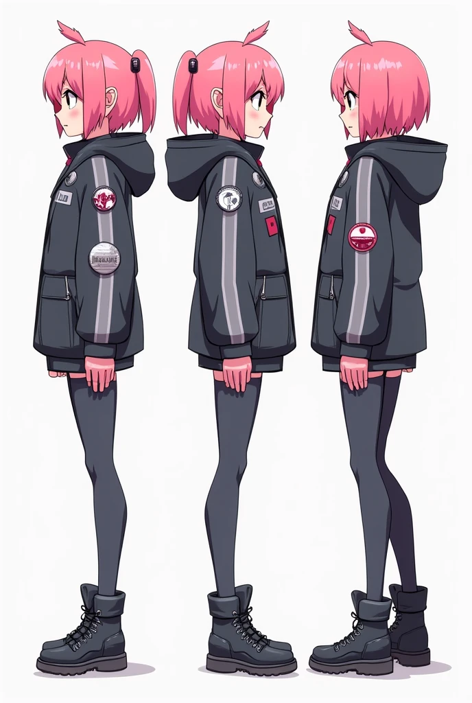 Anime-style character turnaround sheet, low-poly design, cyberpunk ...