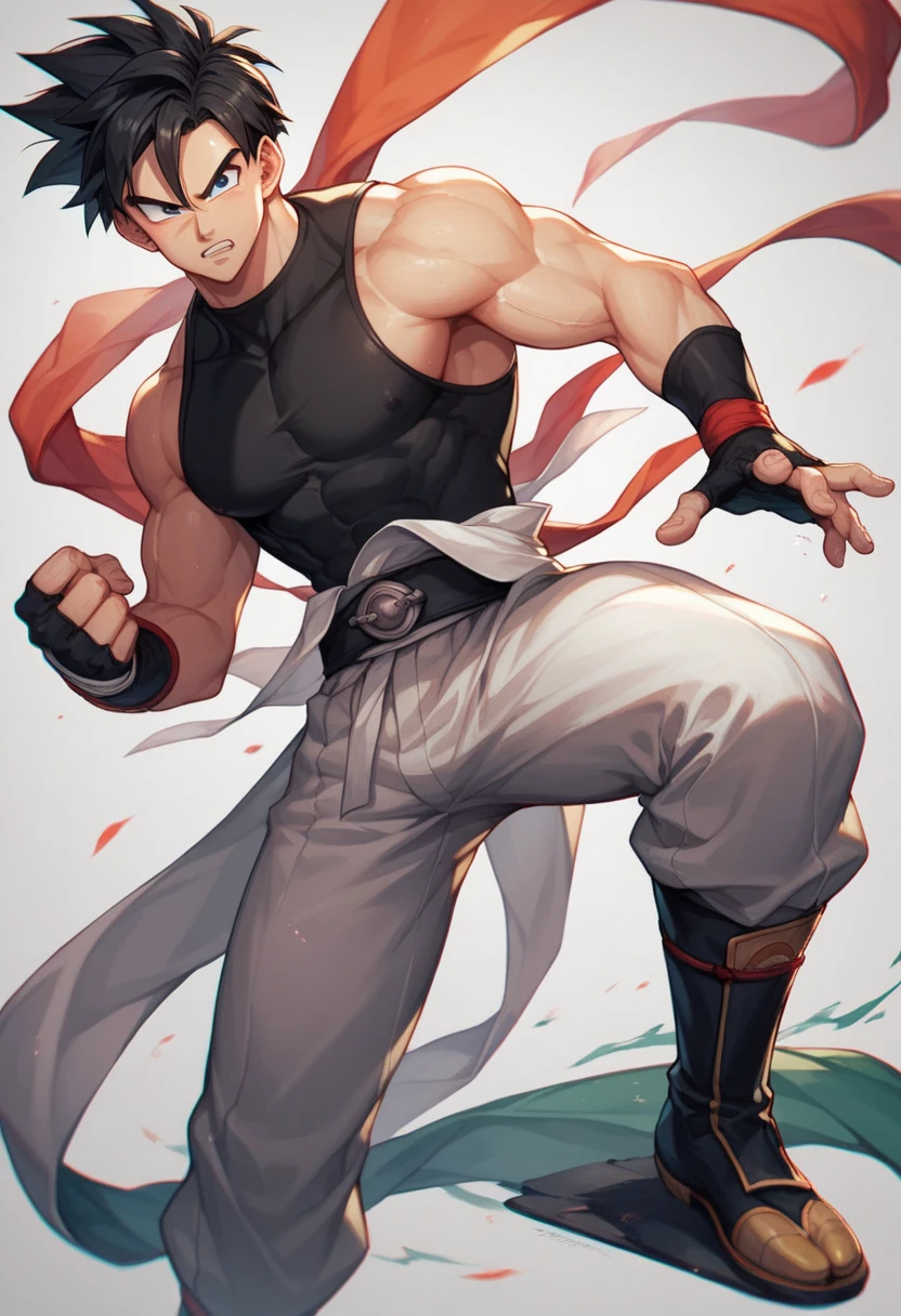 Create a male anime-style character , inspired by the Dragon Ball ...