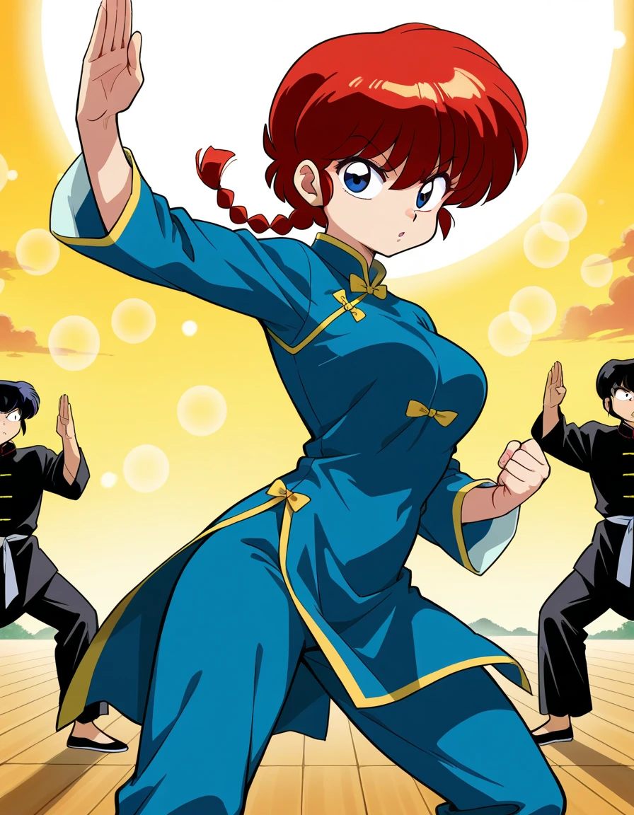 1girl, ranma-chan, single braid, changpao, china dress, chinese clothes ...