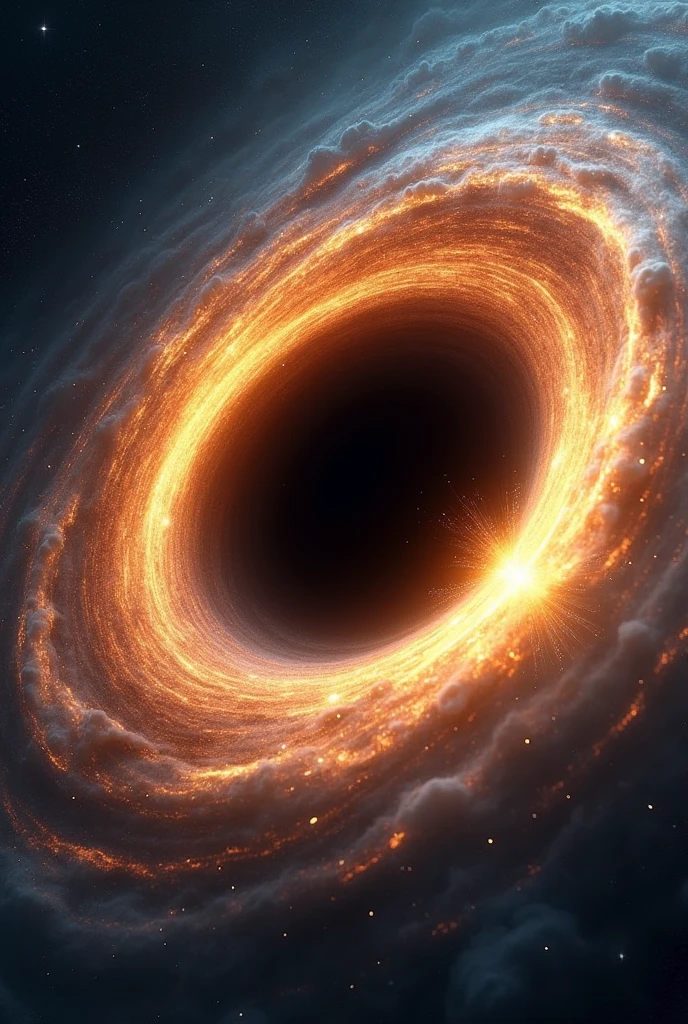 A close-up view of a supermassive black hole at the center of a galaxy ...