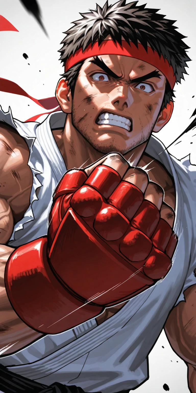 1boy\(RYU\(Street Fighter 4\), wearing tattered white street clothes - SeaArt AI