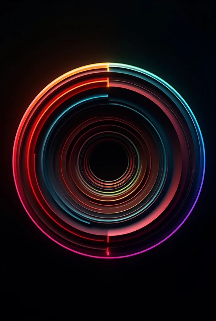 Uniform circular lines of 10 colors black background - SeaArt AI