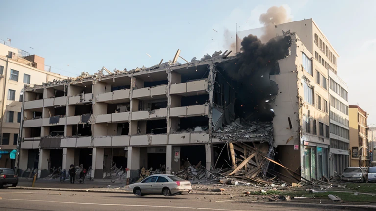 The building was blown up. - SeaArt AI