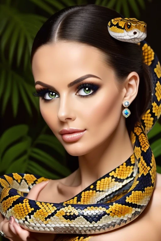 A snake with gems, beautiful girl, masterpiece, best quality - SeaArt AI