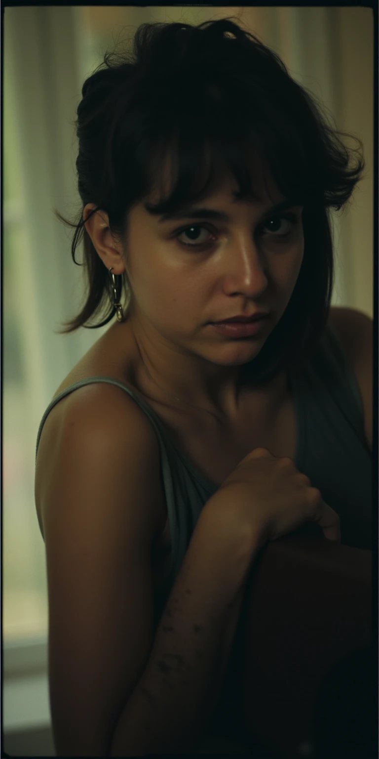 A woman, film-grain, analog photo, grainy shot, faded tones, slight ...