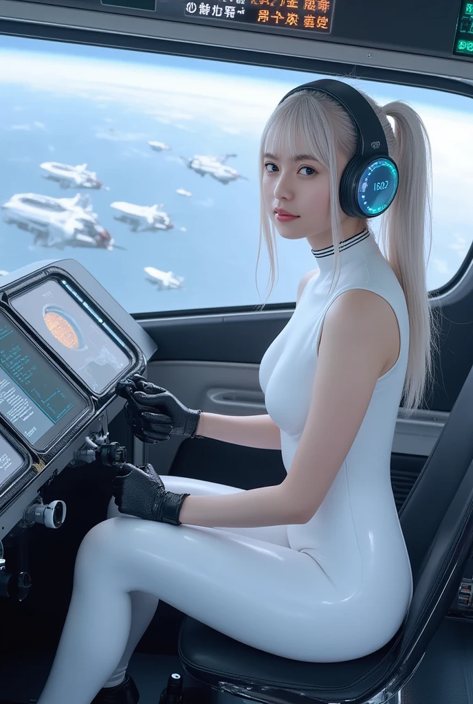 A cute 18-year-old female spaceship pilot with a sexy body. Masterpiece ...