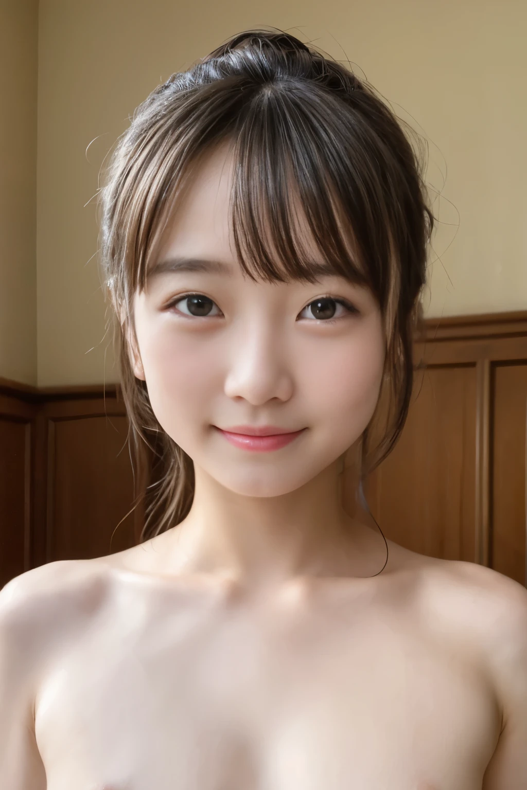 A close up of a woman with a very big breast posing for a picture - SeaArt AI