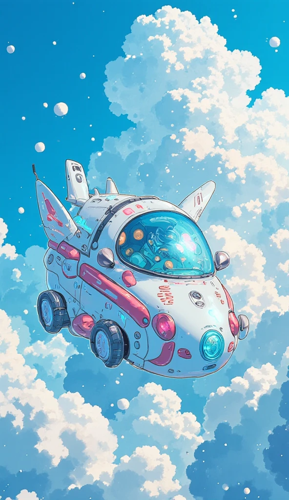 Cute futuristic vehicle sky cloud - SeaArt AI