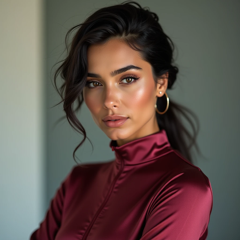Beautiful qatari woman in a satin sport outfit - SeaArt AI