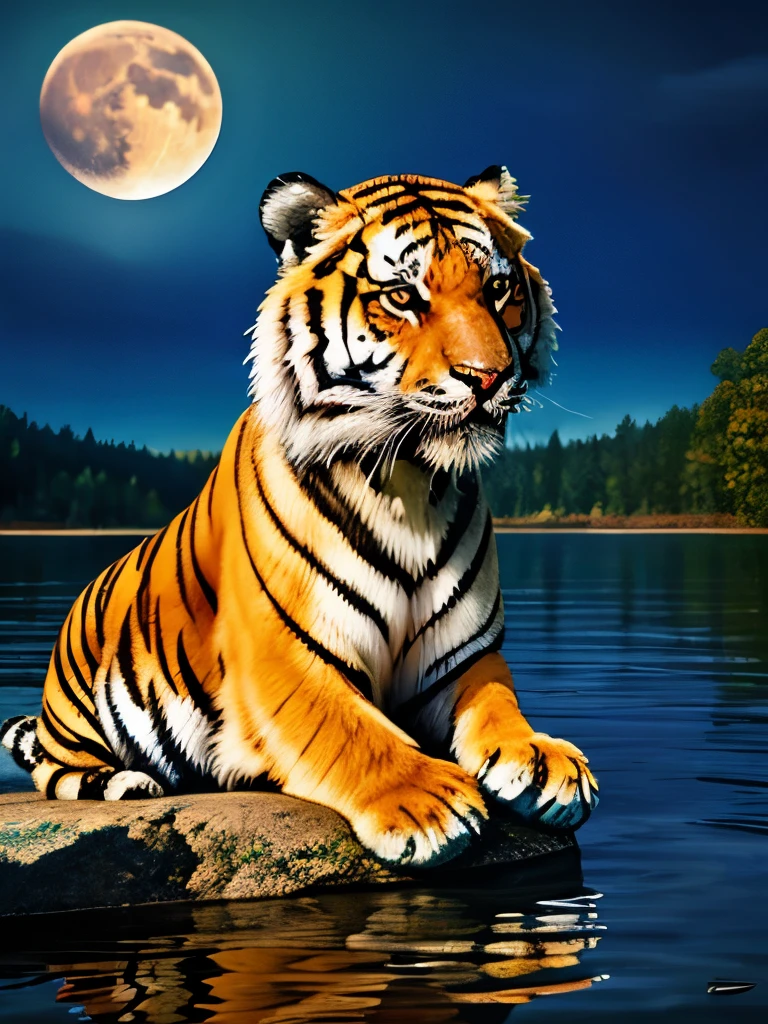 Tiger Chilling at Night.