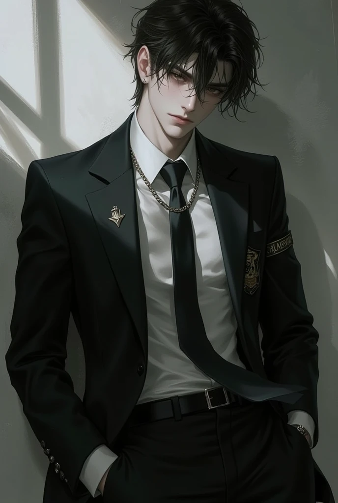 A high school student wearing a slightly disheveled Blackvale Academy ...