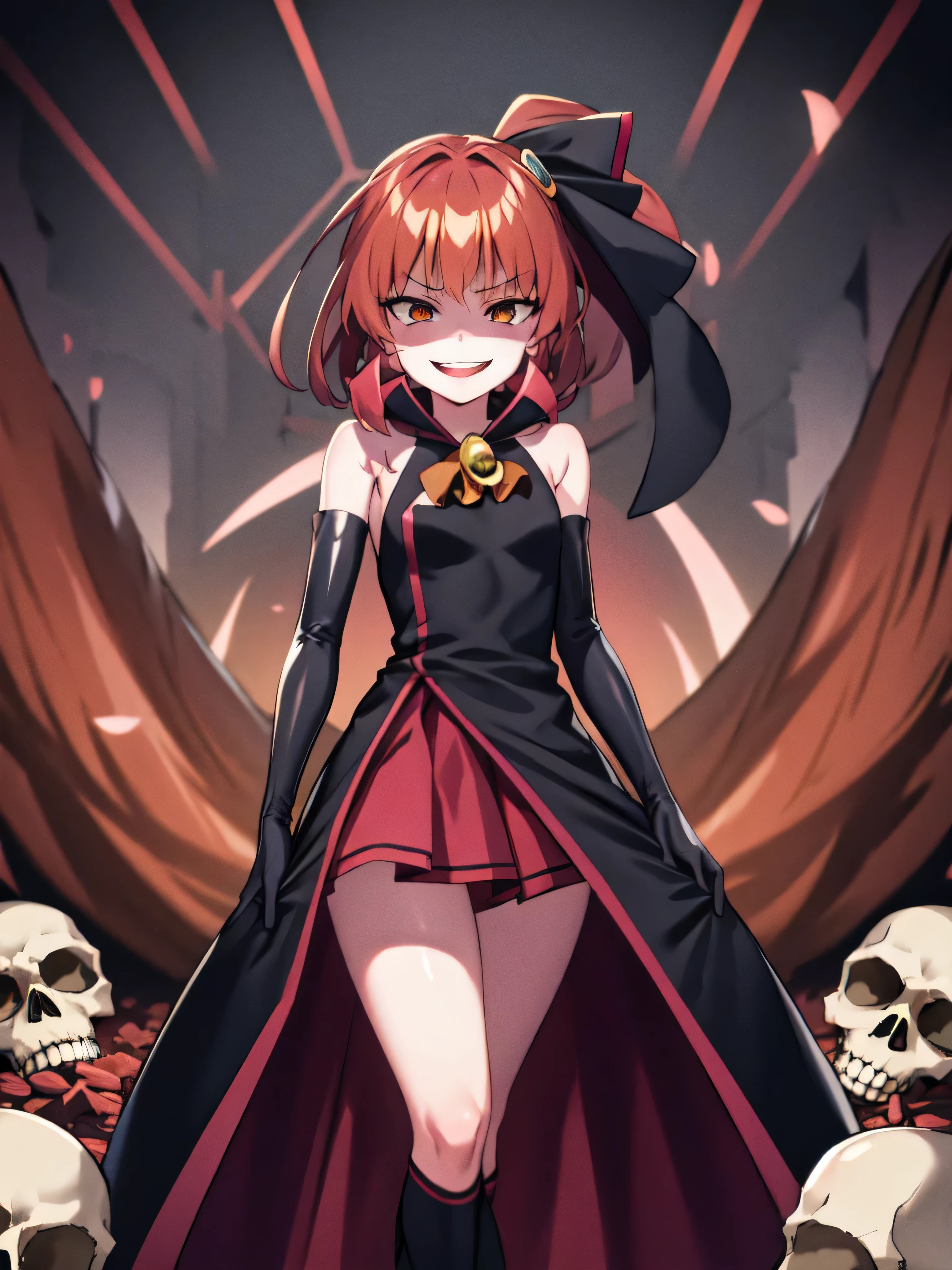 Anime girl in a black dress with a red cape and a black cape - SeaArt AI