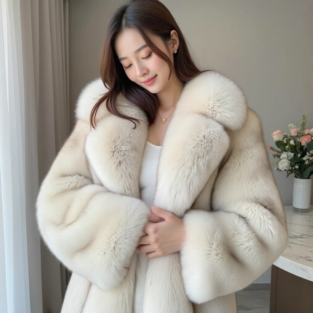 ((fur coat)), ((fluffy long fur)), ((thick coat)), Korean,((20 years ...