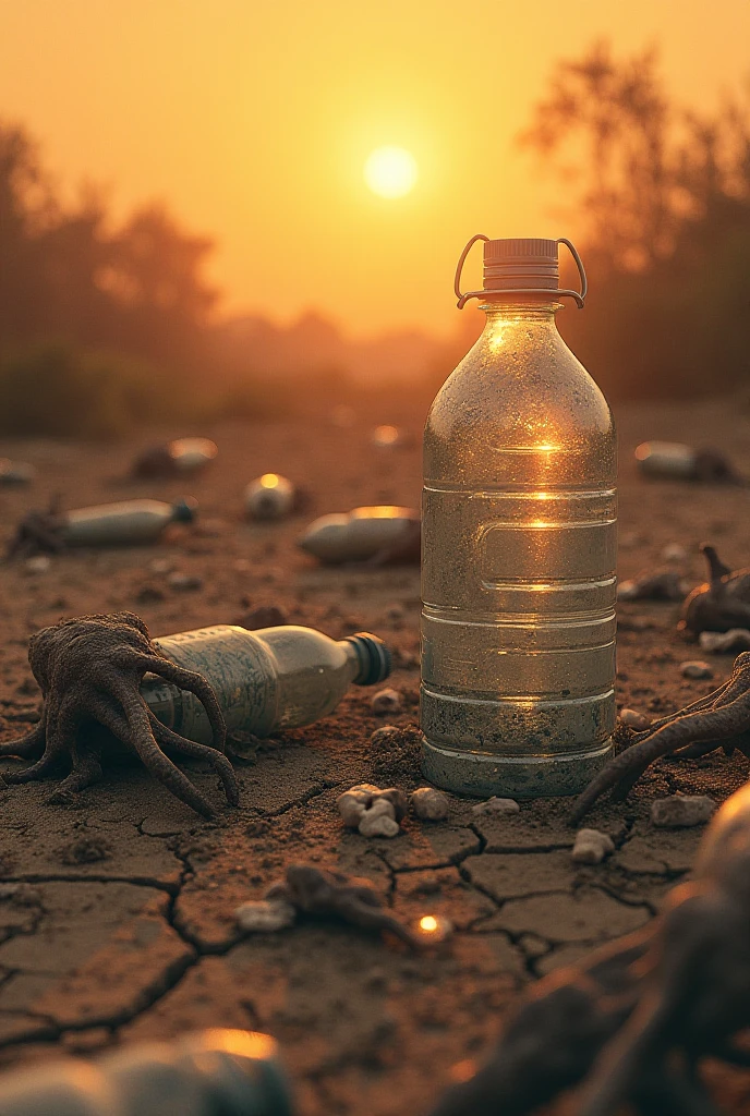 I want a sad and scary picture of the pollution of nature with water ...