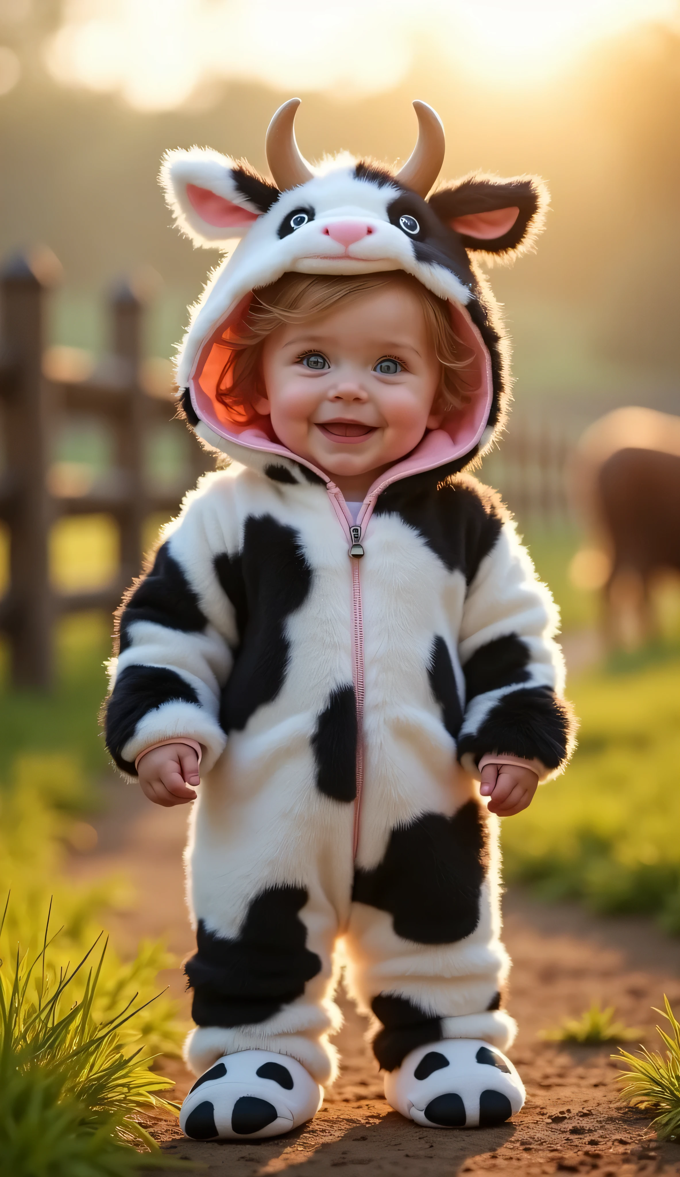 Araffe in a cow costume standing on a dirt path - SeaArt AI