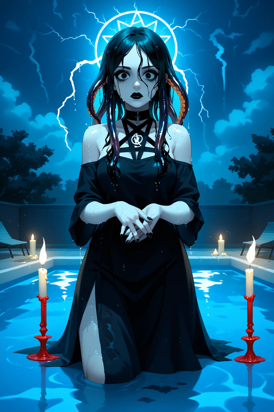 In the dark of night at an abandoned swimming pool, a stunningly ...