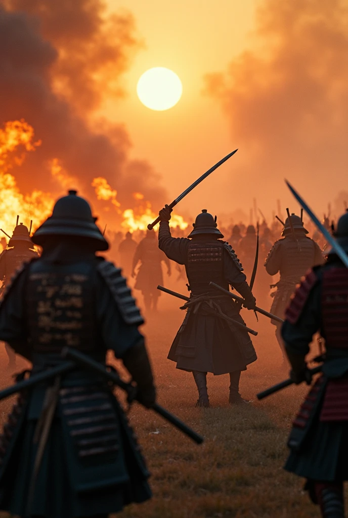 "A cinematic depiction of the final samurai battle in 1877. Traditional ...