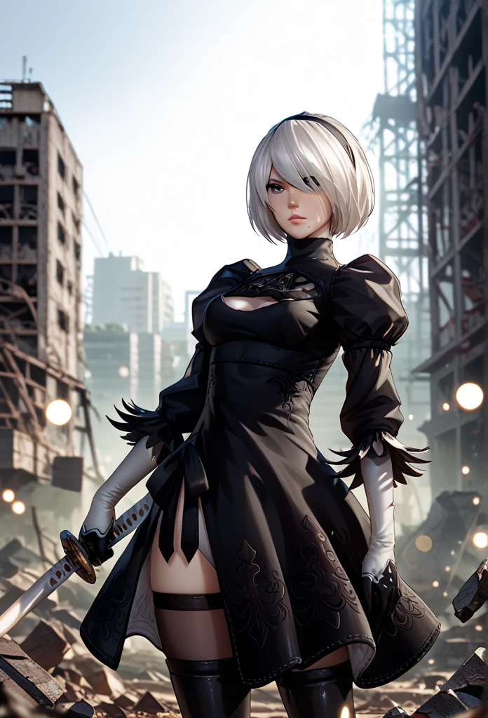 Best quality, highres, 8K, masterpiece, photography, 2b, combat android ...