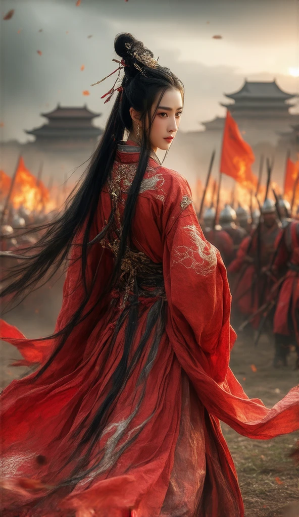 A breathtaking Chinese female warrior from the Ming Dynasty, wearing an ...