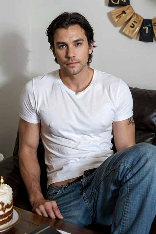 38 year-old Male, white male, tanned skin, handsome, black hair - SeaArt AI