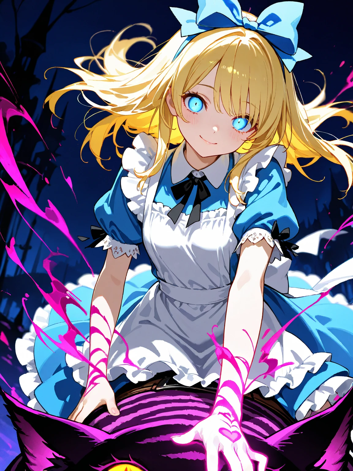 Dark fantasy,1girl,Alice, Alice in Wonderland,blonde hair,blue eyes ...